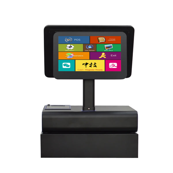 ZHONGJI® A10D POS System Dual Screen Built-in 58mm Printer Cash Box De ...