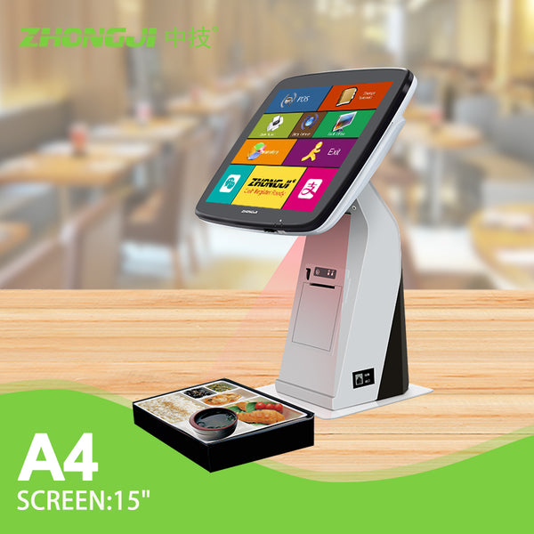 ZHONGJI® A4 POS System 15"Touch Sreen Build-in 58mm Printer AI Recogni ...