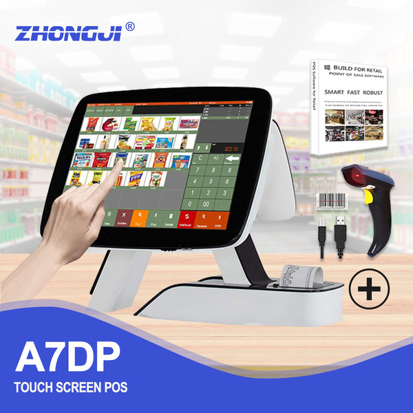 ZHONGJI® A7 Set-Double Touch Screen All-in-one POS Cash Register with ...